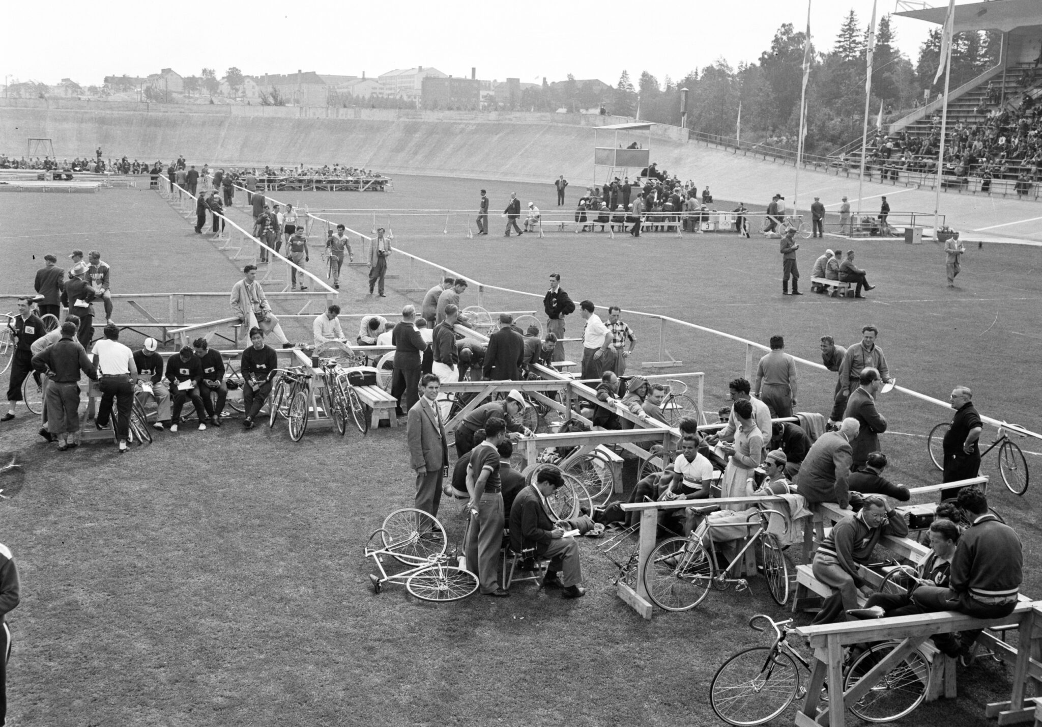 A general view from the Helsinki Velodrome at the Summer Olympics in ...